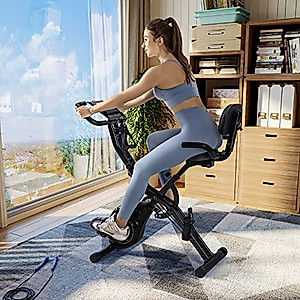 Caromix Folding Exercise Bike, 4 in 1 Stationary Magnetic Cycling Bicycle Upright Indoor Cycling Bike for Home Workout 330LB Capacity (Black)