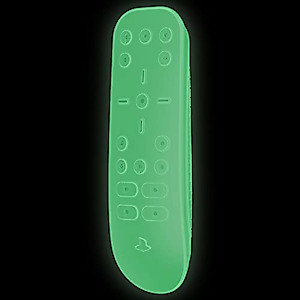 PlayVital Glow in Dark Green Silicone Protective Remote Case for ps5 Media Remote Cover, Ergonomic Design Full Body Protector Skin for ps5 Remote Control