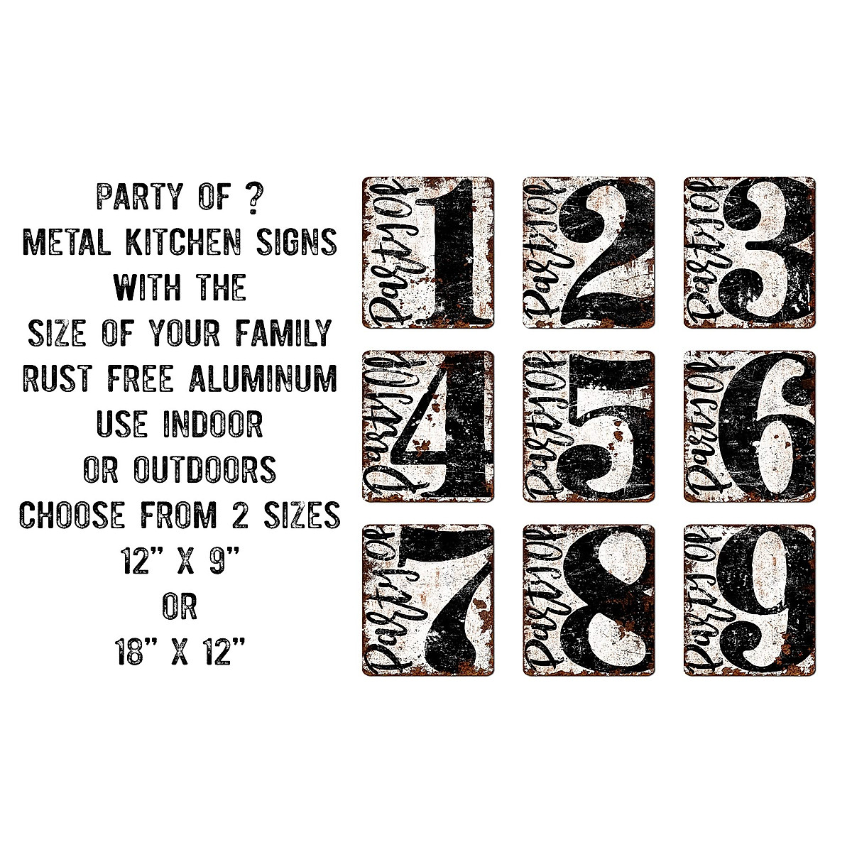 Custom Made Party Of Your Family Size Metal Decor Sign For Kitchen Or Dining Room