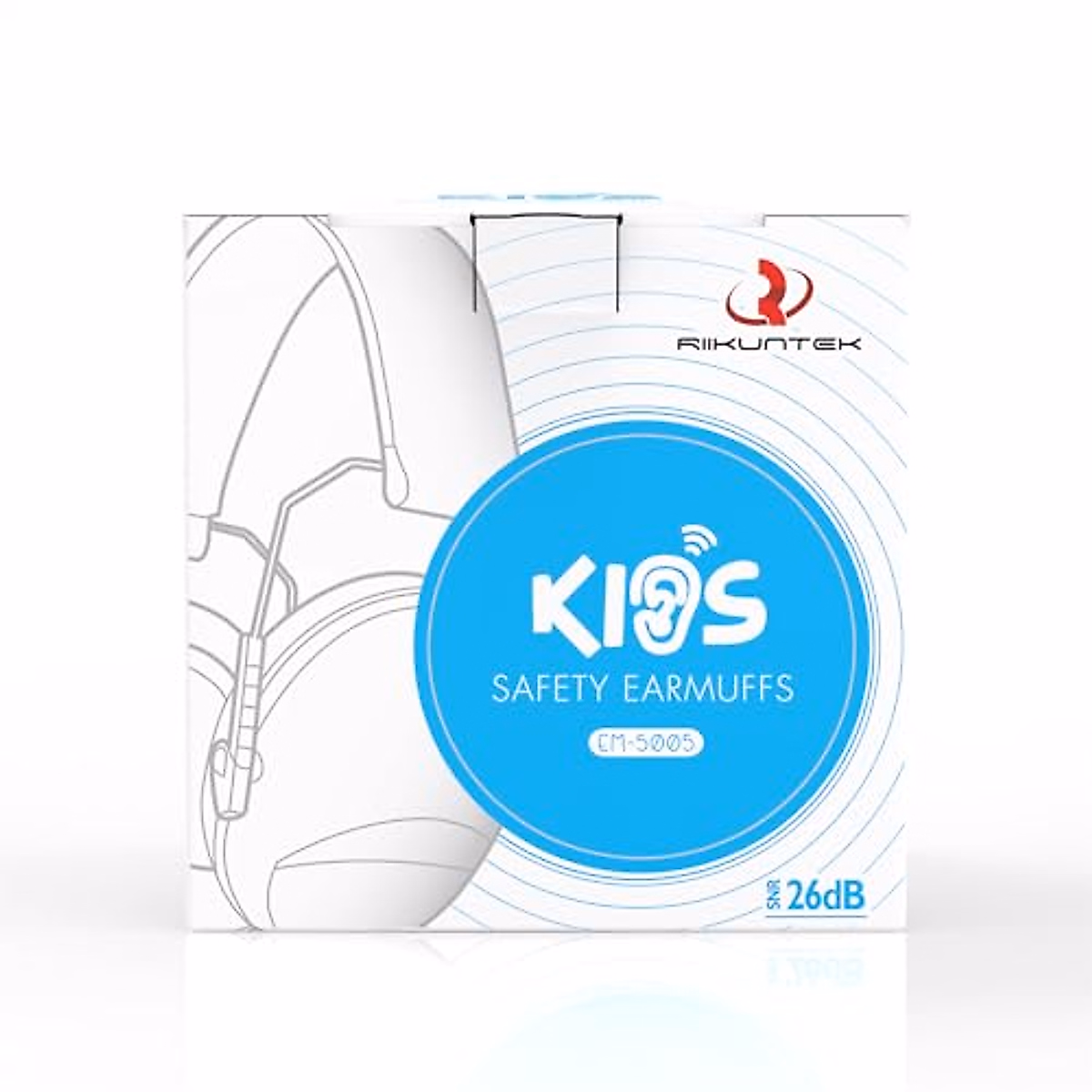 RIIKUNTEK Kids Ear Protection Safety Ear Muffs, Hearing Protectors Noise Cancelling for Children, Adjustable Noise Reduction Earmuffs for Sports Events, Concerts, Racing, Fireworks, Air Shows - Blue