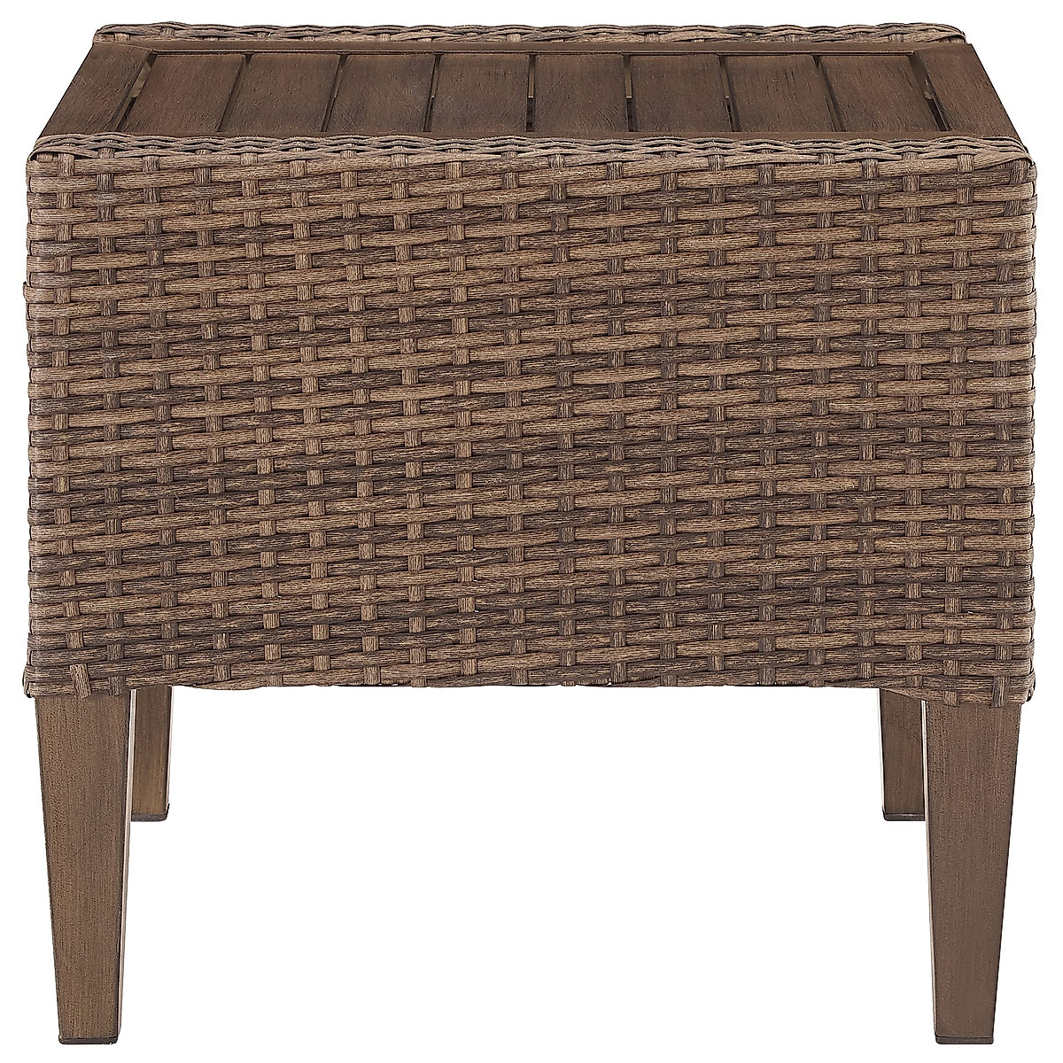 Crosley Furniture Capella All Weather Rattan Wicker Outdoor Side Table for Patio, Deck, Porch, Brown