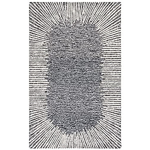 Safavieh Abstract Collection 3' x 5' Black/Ivory ABT478Z Handmade Wool Area Rug