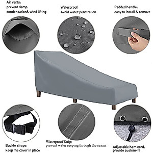 Patio Chaise Lounge Cover Grey Skyour Waterproof Heavy Duty Outdoor Recliner Cover SUN Pool Bench Chaise Longue Chair Furniture Covers for Garden Yard (2)