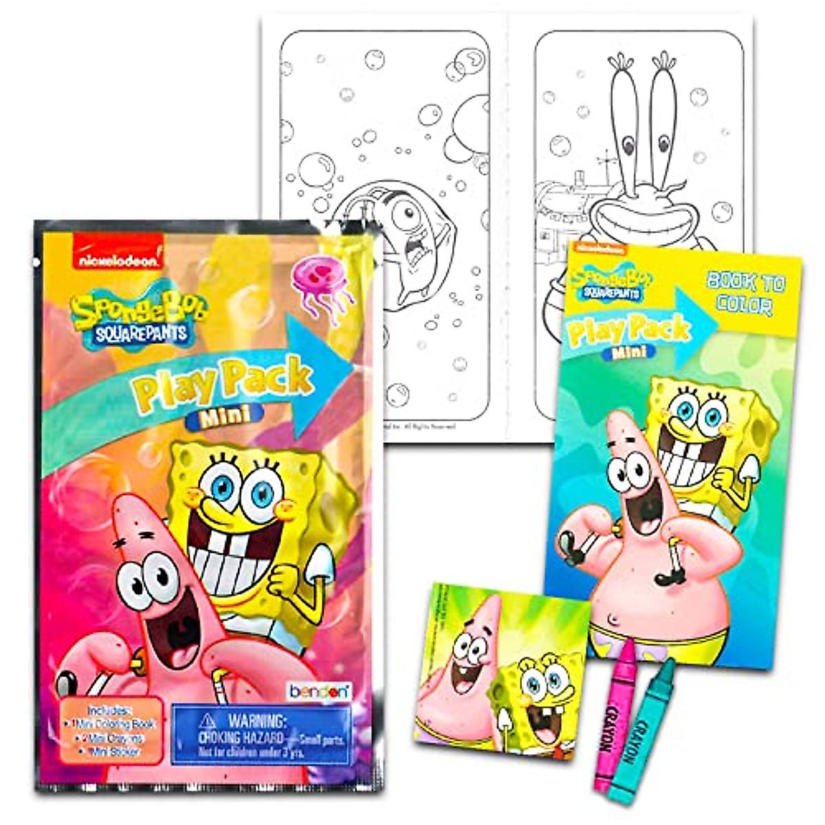 Viacom Spongebob Squarepants Mini Party Favors Set for Kids - Bundle with 24 Mini Spongebob Grab n Go Play Packs with Coloring Pages, Stickers and More (Spongebob Birthday Party Supplies)
