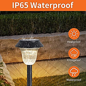 Ajinsn Solar Pathway Lights, 2 Pack Warm White LED Solar Powered Lights Outdoor, IP65 Waterproof, Auto On/Off Bright Up to 12 Hrs Solar Garden Lights for Patio Yard Lawn Driveway Walkway
