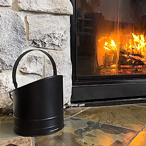 Mind Reader Ash Bucket, 6L (1.5 gal) Capacity, Wood Stove Fireplace Accessories, Metal, 9" L x 9" W x 10.5" H, Large, Black