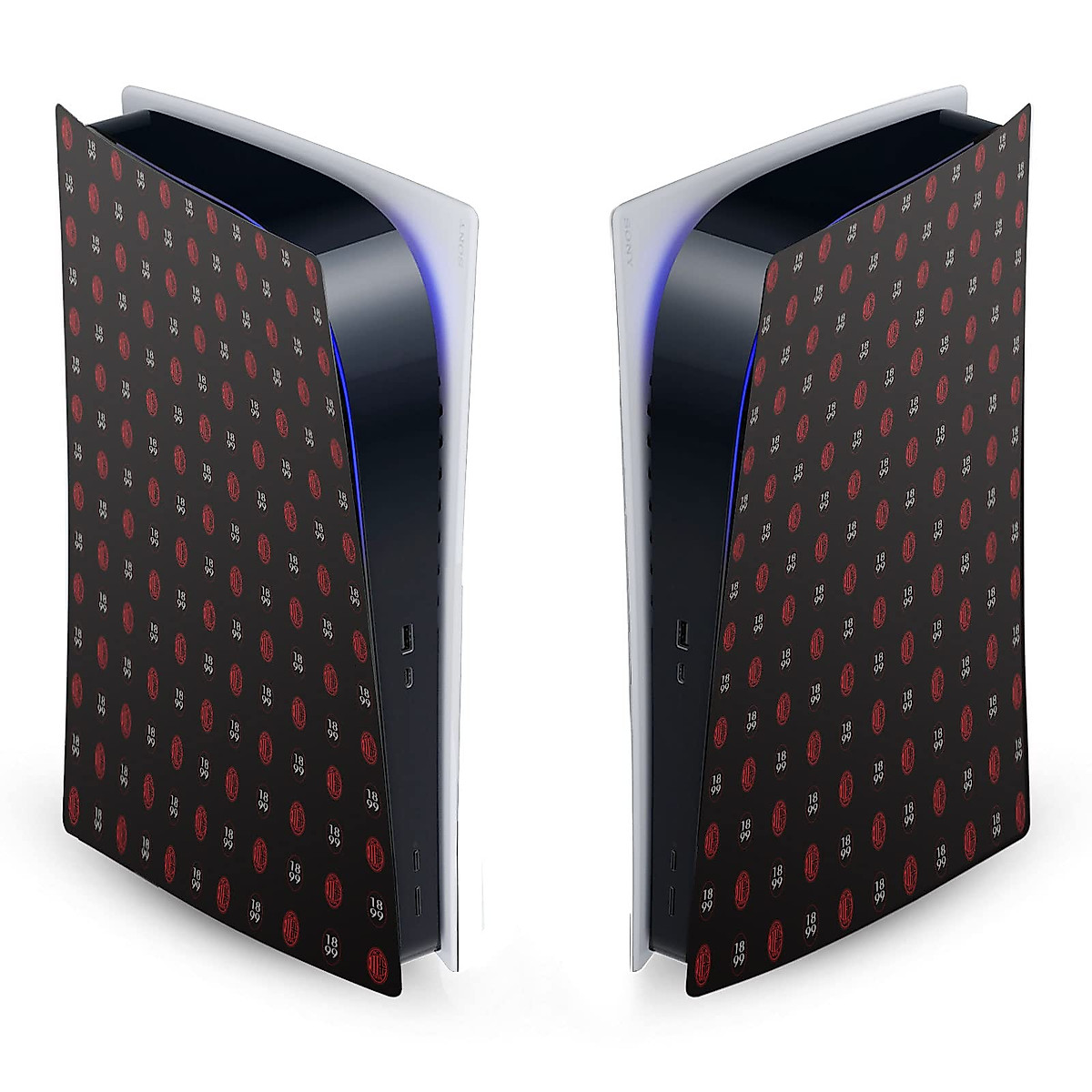 Head Case Designs Officially Licensed AC Milan Pattern Logo Art Vinyl Faceplate Sticker Gaming Skin Decal Cover Compatible With Sony PlayStation 5 PS5 Digital Edition Console