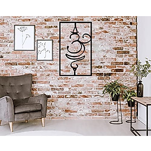 Breathe Sanskrit Symbol Metal Wall Decor, Om Yoga Symbol Wall Art, Yoga Meditation Home Decor, Zen Yoga Studio Decor, Yoga Lover Breathe Gift, Gift for Yoga Lovers (38.5 x 23.1” / 98 x 58 cm)