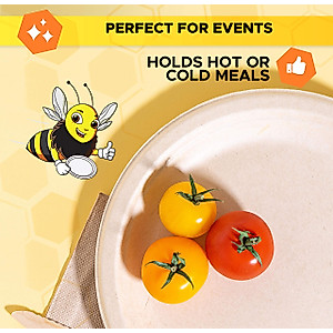 Beeleeve [125-Pack / 9-Inch 100% Compostable Disposable Round Bagasse Paper Plates - Biodegradable Sugarcane Fibre - Strong Heavy Duty Rigid Design - Sustainable & Food-Grade - Natural Brown Colour