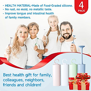 𝟒 𝐏𝐀𝐂𝐊 𝐓𝐨𝐧𝐠𝐮𝐞 𝐒𝐜𝐫𝐚𝐩𝐞𝐫 𝐂𝐥𝐞𝐚𝐧𝐞𝐫, Tongue Brush Scrapers with Travel Handy Case for Adults, Kids, Children, Healthy Oral Care, Easy to Use, Solft Help Fight Bad Breath