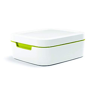 Rubbermaid Balance Pre Portioned Meal Kit Food Storage Containers, White/Citron, 11 Piece Set including Lids | Bento Box Style | Microwave and Dishwasher Safe