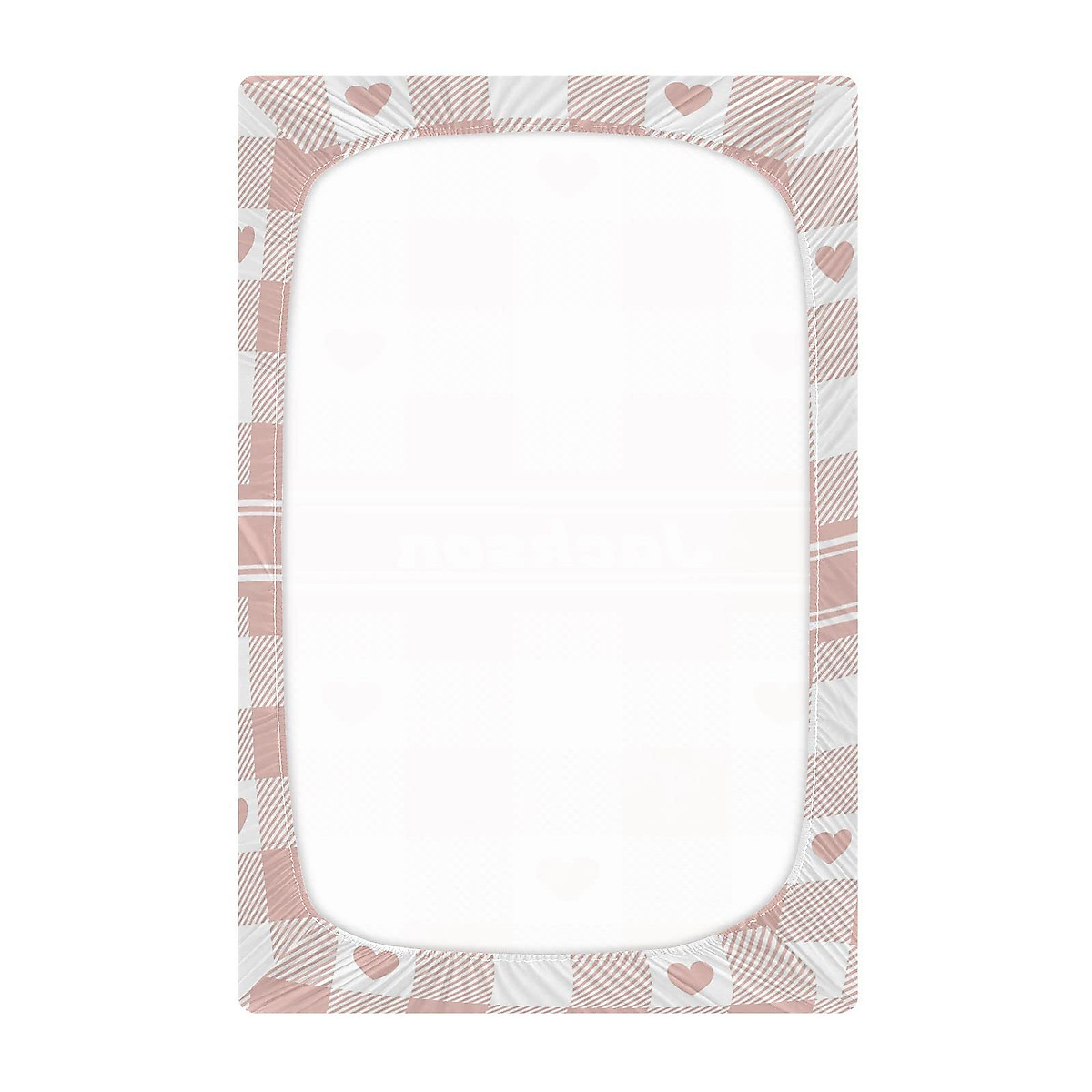 Custom Valentine's Day Plaid Baby Crib Sheets Soft Toddler Bed Sheets Breathable Mattress Cover Playard Sheet for Toddler Boys Nursery Bed Mattress, 52 * 28 * 9in