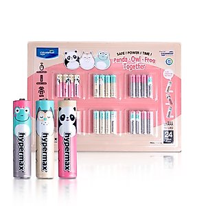 CLEANWRAP Hypermax Cute Character Long-Lasting All-Purpose High-Performance Alkaline AAA Batteries (1.5V - 24 Pack) | Cute AAA Batteries, Household Items Under 10 Dollars, AAA Battery Pack