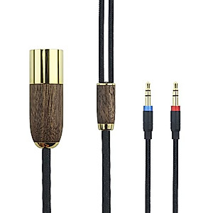 NewFantasia 10ft 4-pin XLR Balanced Cable 6N OCC Copper Silver Plated Cord Walnut Wood Shell Compatible with Hifiman Ananda, Sundara, Arya, HE400SE, HE4XX, HE-400i Headphone (2 x 3.5mm Version)
