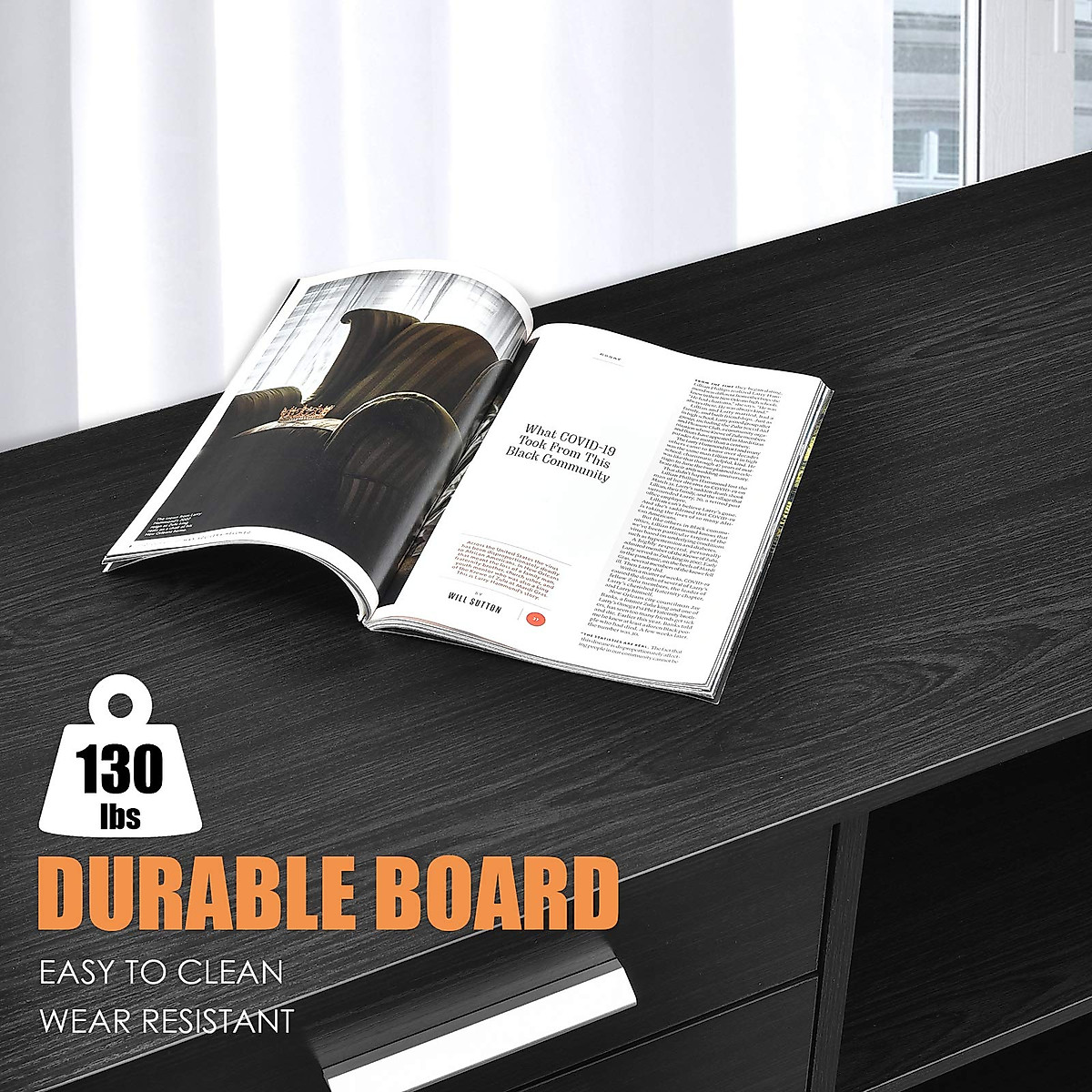 Giantex 3-Drawer File Cabinet, Mobile Lateral Filing Cabinet with Wheels, Large Printer Stand with 3 Drawers and Open Storage Shelves, Multifunctional Storage Cabinet for Home Office (Black)