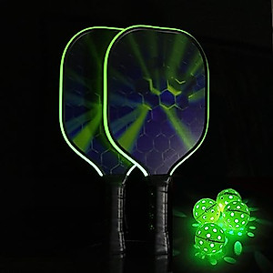 PickleStar LED Light Up Pickleball Balls, USAPA Standard Outdoor 40 Holes Yellow PickleBalls with Green Light 4 Pack LED Light Up Pickle Balls, Batteries Included…