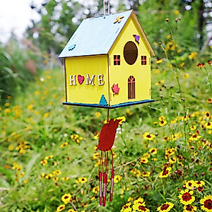 Lifynste 3 Pack Bird Houses for Outside, DIY Bird House Wind Chime Kit, Bird House Kits for Children to Build, Wooden Bird Houses to Paint, Wooden Craft Kits for Kids Girls Boys Toddlers