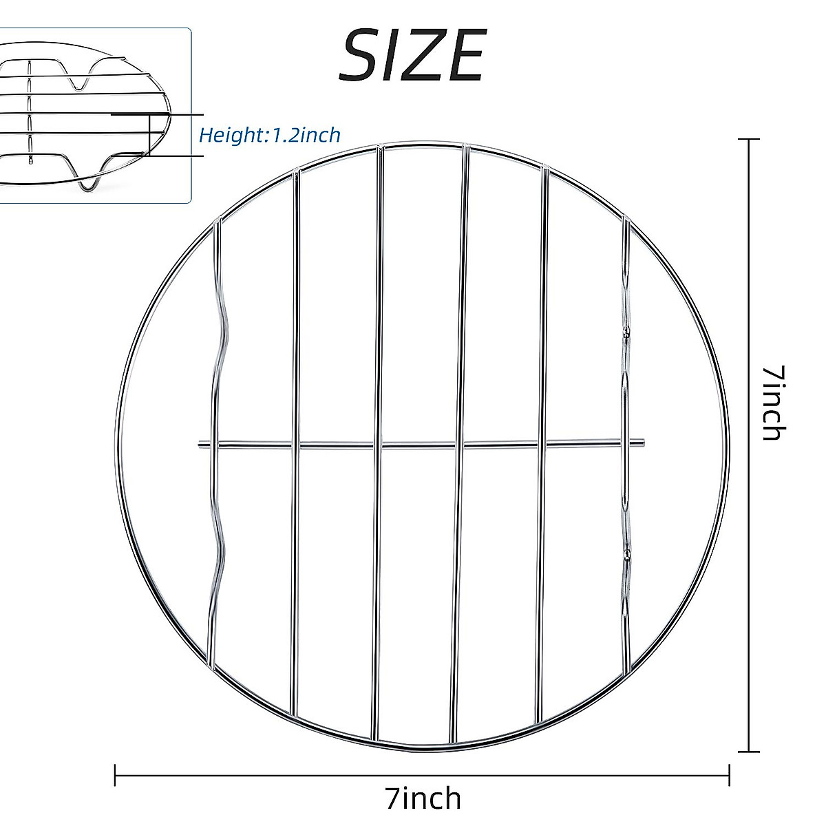 3 Pieces Air Fryer Rack Cooking Steaming Cooling Racks Kitchen Multi-Purpose 304 Stainless Steel Round Rack W Stand Holder Cookware for Air Fryer Pot Pressure Cooker Canning (7 Inch)