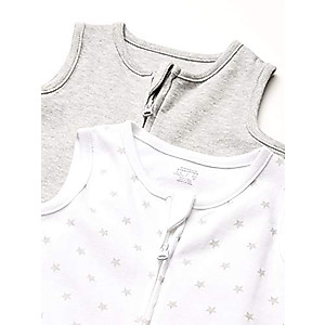 Amazon Essentials Unisex Babies' Cotton Sleep Sack, Pack of 2, Grey, Stars, 6 Months