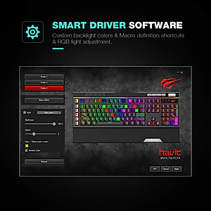 Havit RGB Mechanical Gaming Keyboard LED 120 Keys Ergonomic Detachable Wrist Rest Wired Keyboards Blue Switches Multimedia Volume Control for PC Game