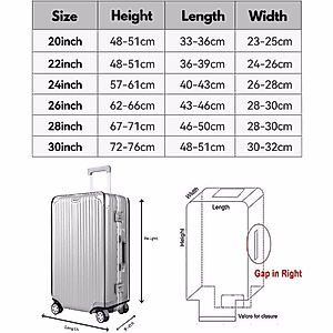 T Tersely Clear PVC Suitcase Cover Protectors 20/24/26/28/30 Inch Suitcase Covers for Luggage - Waterproof Dustproof and Anti-Scratch 20-30 Inch Luggage Cover (20inch)