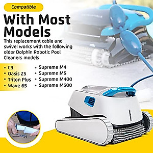 9995873 DIY Cable & Swivel 3 Wire Replacement Parts for Dolphin Supreme M4, Supreme M5, C3, Supreme M400, Supreme M500, Oasis Z5, Triton Plus, Wave 65 Robotic Pool Cleaners