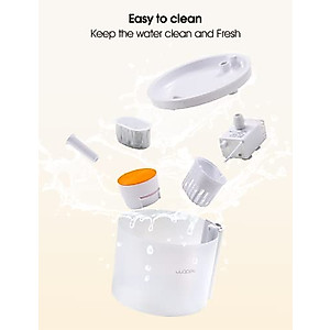 WOPET Cat Water Fountain W500, 118oz/1GAL Ultra Silent True Filtering Dog Water Fountain with Smart Pump LED Light and 6 Layers Filtration, Safe BPA-Free Pet Water Dispense for Multi-Cats (White)