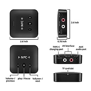 Bluetooth 5.0 Transmitter and Receiver, 2-in-1 Wireless Bluetooth Adapter,Low Latency Bluetooth Audio Adapter for TV, Bluetooth Earphone, Car, Home Stereo System (Black)