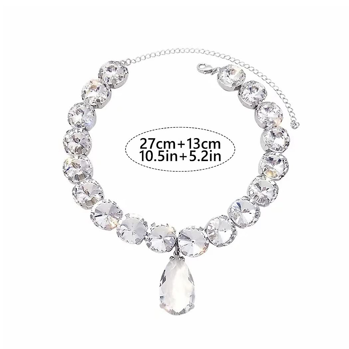 ACEDRE Rhinestone Choker Necklace Large Crystal Pendant Necklaces Silver Diamond Neck Chain Party Prom Pageants Fashion Chokers Jewelry for Women