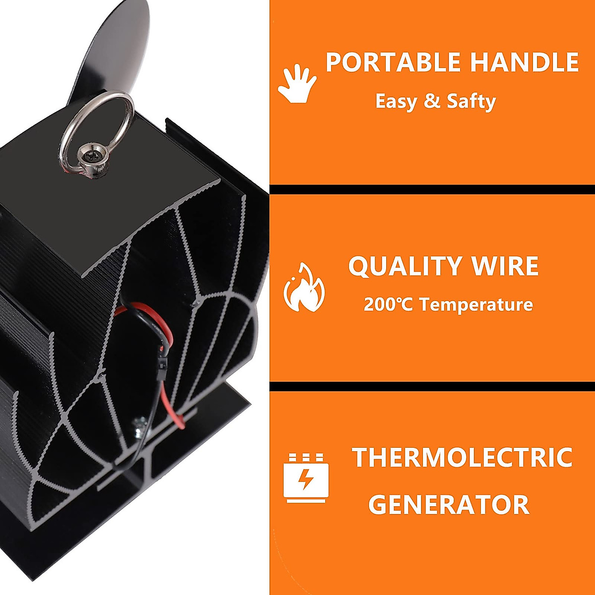 YENPOZIKA Wood Stove Fan for Wood/Log Burner/Fireplace Silent Operation 4 Blades