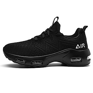 FefiYo Mens Air Athletic Running Tennis Shoes Non Slip Lightweight Sport Gym Jogging Walking Sneakers Black 10.5