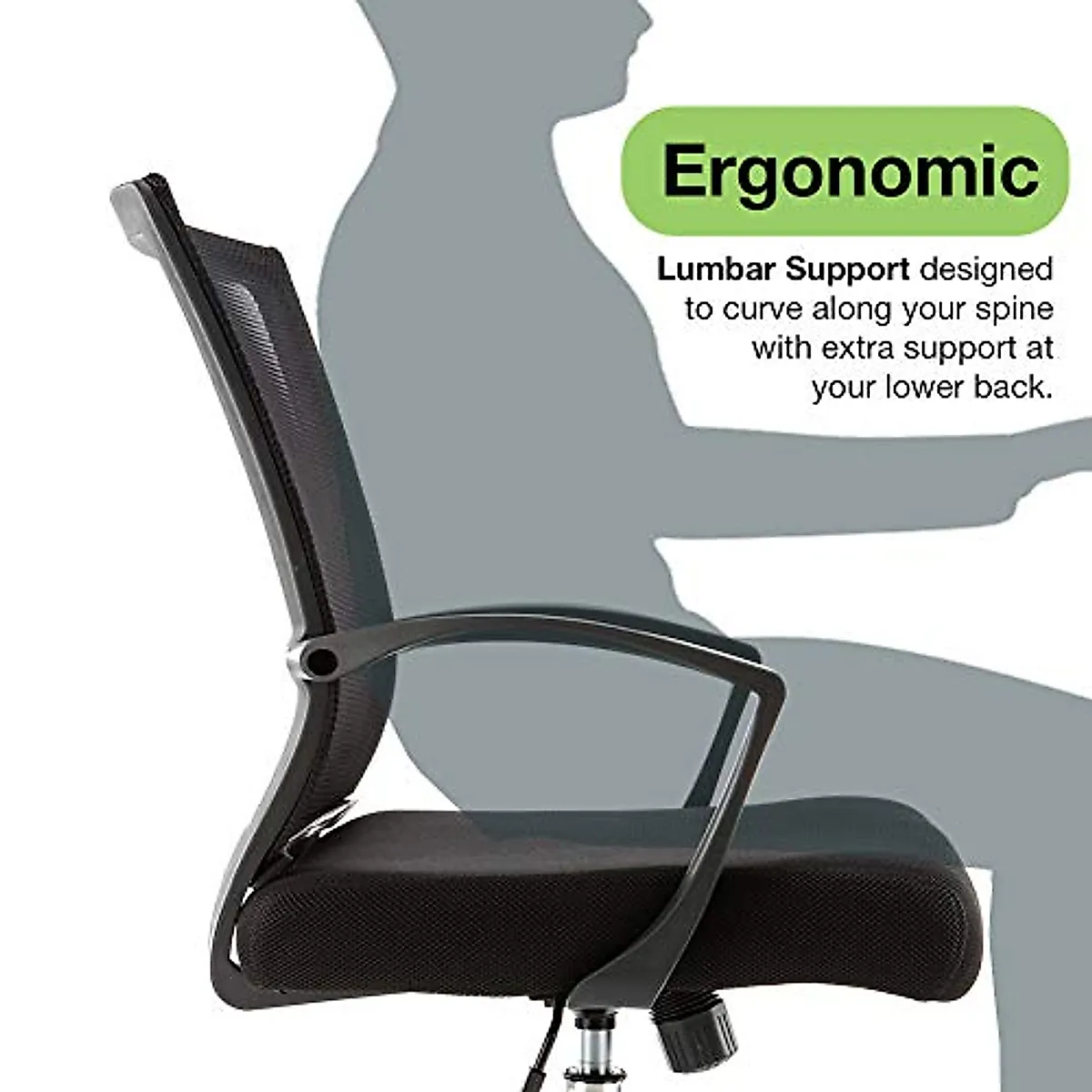 Modern Home Zuna Mid-Back Office Task Chair - Ergonomic Back Supporting Mesh Back Desk Chair (Black/Blue)