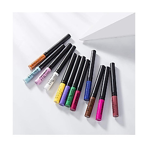 Emirde 12 colors Matte Colorful Liquid Eyeliner Set, Color Gel Eyeliner, Great Versatility Liquid Eyeliner, Waterproof High Pigmented Smudgeproof Long Lasting Makeup Eyeliner Pen