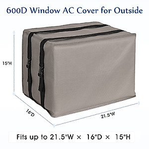 BOLTLINK Window Air Conditioner Covers for Outside Units, AC Cover for Outdoor fits up to 21.5W x 16D x 15H inches,Grey