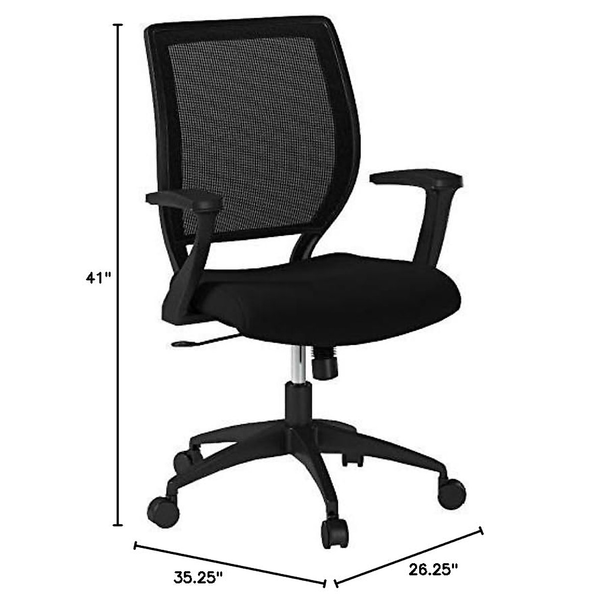 HON Mesh Mid-Back Task Chair, 41" x 26.3" x 35.3", Black