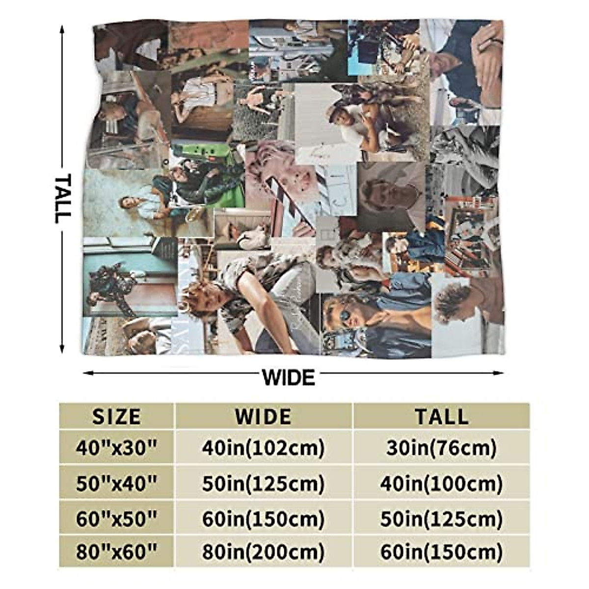 Rudy Pankow As Jj Throw Blanket Soft and Comfortable Warm Beach Blanket Picnic Blanket Fleece Blankets for Sofa Offiece Bed Car Camp Couch for Adults Kids 50"X40"
