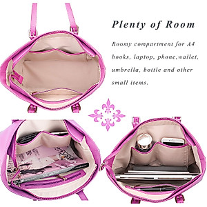 Banuce Leather Purses and Handbags for Women Large Capacity Shoulder Bag Ladies Office Work Bag Purple