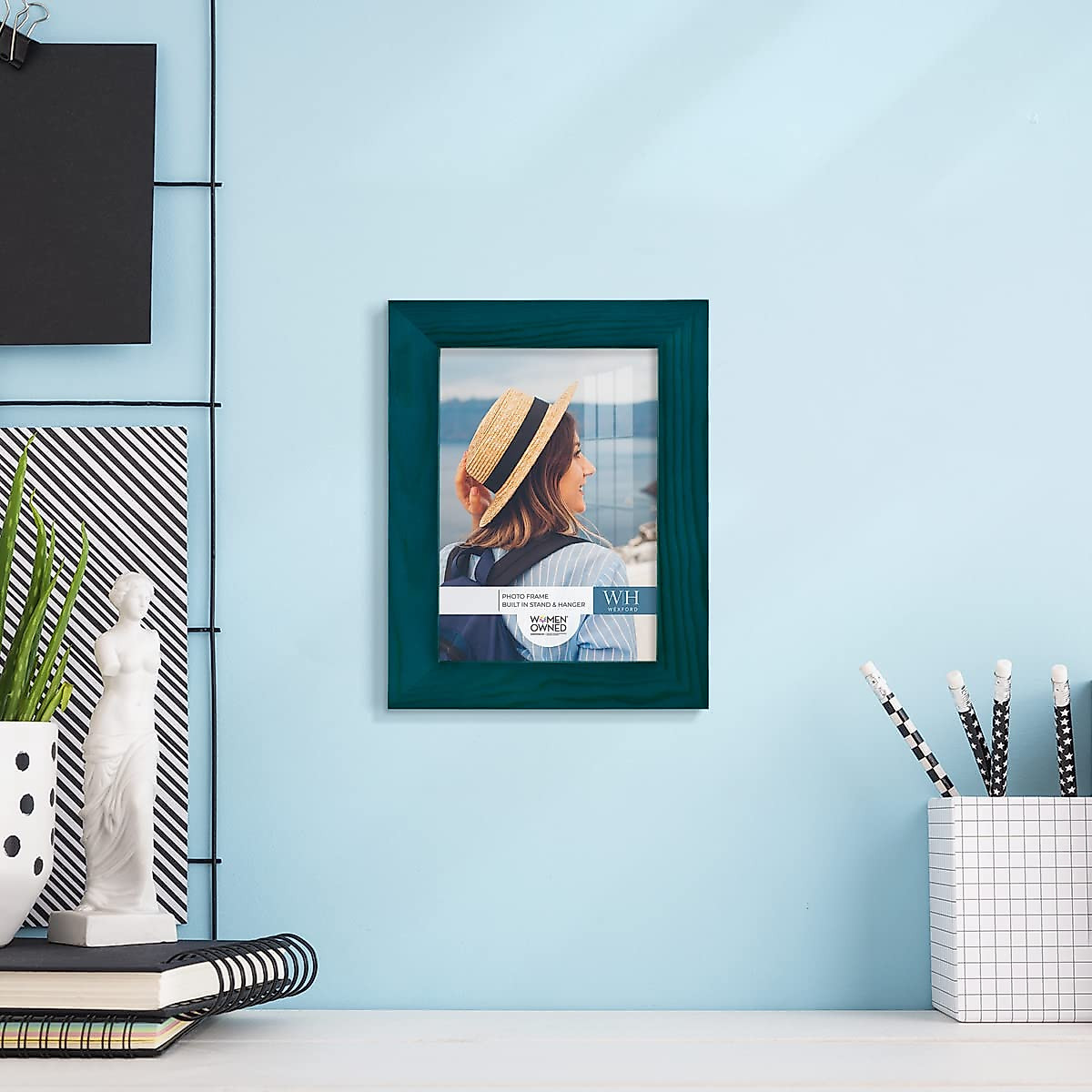 Renditions Gallery 3.5x5 inch Picture Frame Ocean Blue Wood Grain Frame, High-end Modern Style, Made of Solid Wood and High Definition Glass for Wall and Tabletop Photo Display