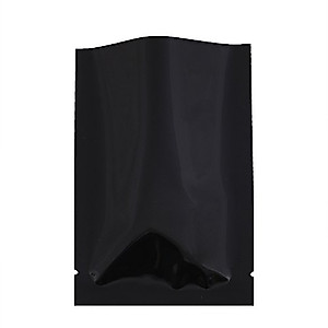 100x Premium Glossy Black Mylar Foil Open Top Pouch + Bonus 15 Bags (4cm x 6cm)