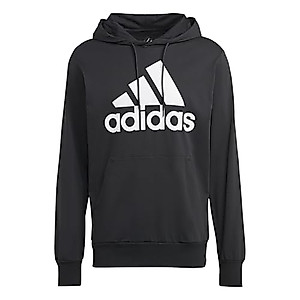 adidas Men's Essentials Logo Hoodie Legacy, Black/White/Black, Medium