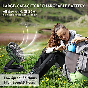 RUNTOP Portable Battery Operated Fan with LED Lantern, 7 inch Foldable Personal Desk Fan, Outdoor Small Rechargeable Quiet Camping Fan, Cooling Table Fan with Hanging Hook for Tent, Bedroom, Office