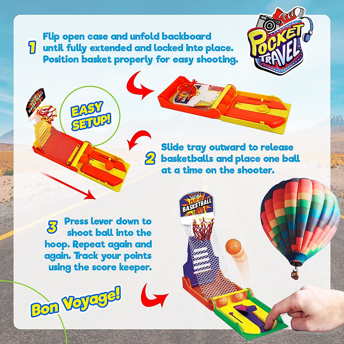 JA-RU Mini Basketball Game (1 Unit) Portable Hoop Shooting Sports Travel Toys for Kids. Tabletop & Office Desktop Handheld Accessory. Arcade Party Favors. 3255-1