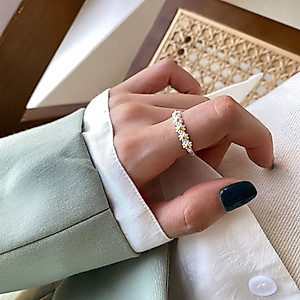 IPEPPY 925 Sterling Silver Vintage Cute Simple Design Daisy Flower Ring For Women Men Statement Stacking Rings Gold Plated Wedding Ring Jewelry Gifts