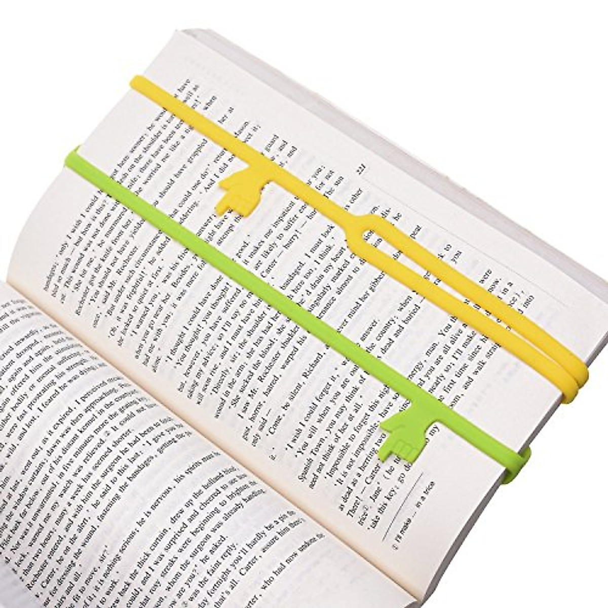 TEKEFT 7 pcs Finger Pointer Bookmark Elastic Book Mark Strap - Random Color- (7 Color)