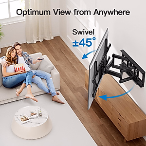 Pipishell TV Wall Mount Full Motion for Most 37-75 Inch LED LCD OLED TVs, Wall Bracket TV Mount Articulating Swivel Tilt Extension Leveling Holds up to 132lbs Max VESA 600x400mm Fits 12/16" Wood Stud