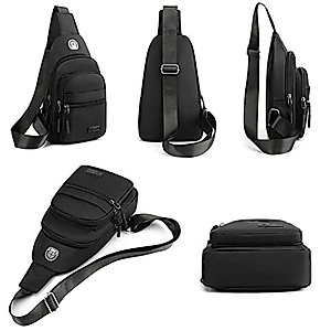 Suyzufly Small Sling Bag for Men Women, Water Resistant One Straps Shoulder Crossbody Chest Bag for Hiking Travel Black