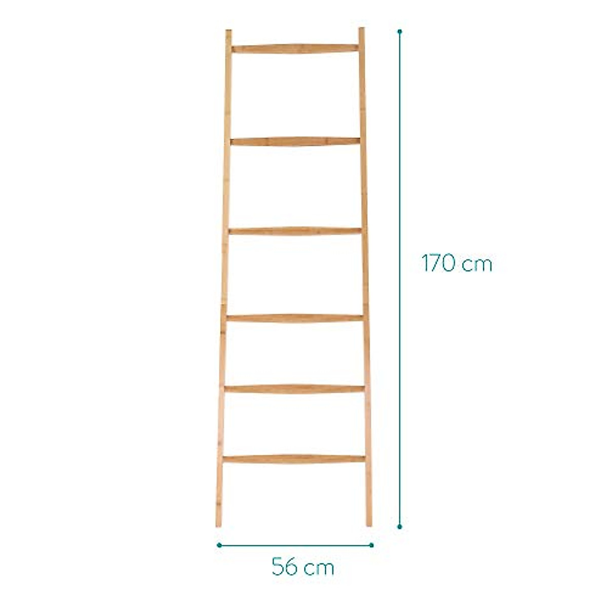 Navaris Bamboo Towel Ladder - Wooden Rack Rail Blanket, Towel, Clothes, Linen Railing Hanger for Bathroom, Bedroom - Bamboo Wood Towel Holder Stand