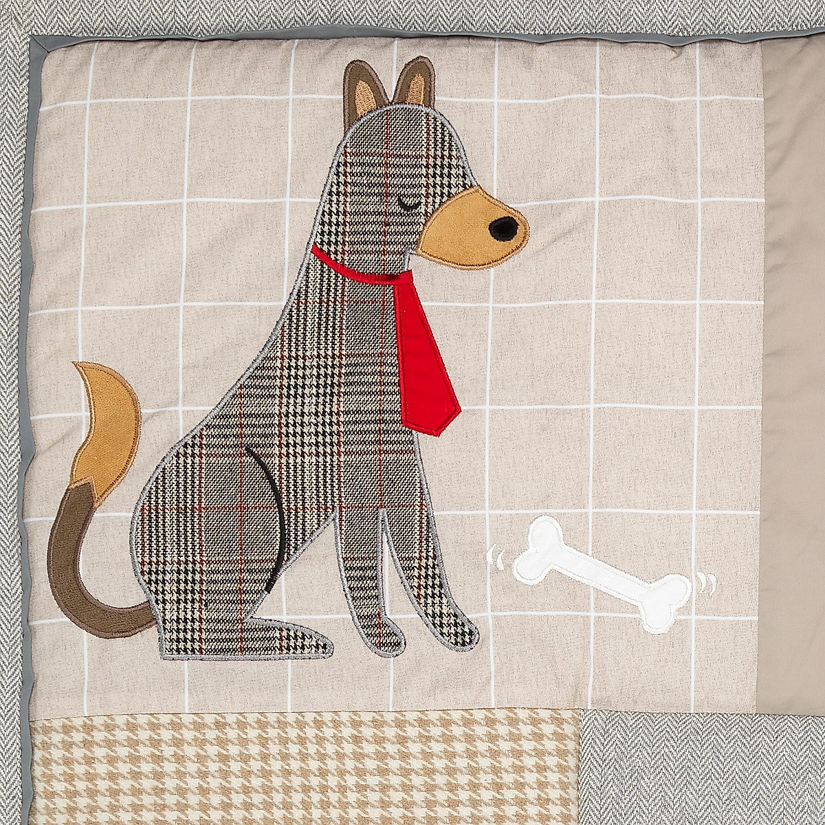 Lambs & Ivy Bow Wow Gray/Tan Dog/Puppy Nursery 3-Piece Baby Crib Bedding Set