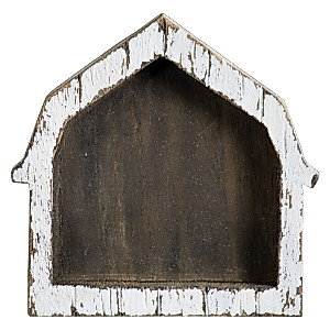 Foreside Home & Garden White Rustic Antique Wood Barn Shaped Decorative Storage Trinket Tray