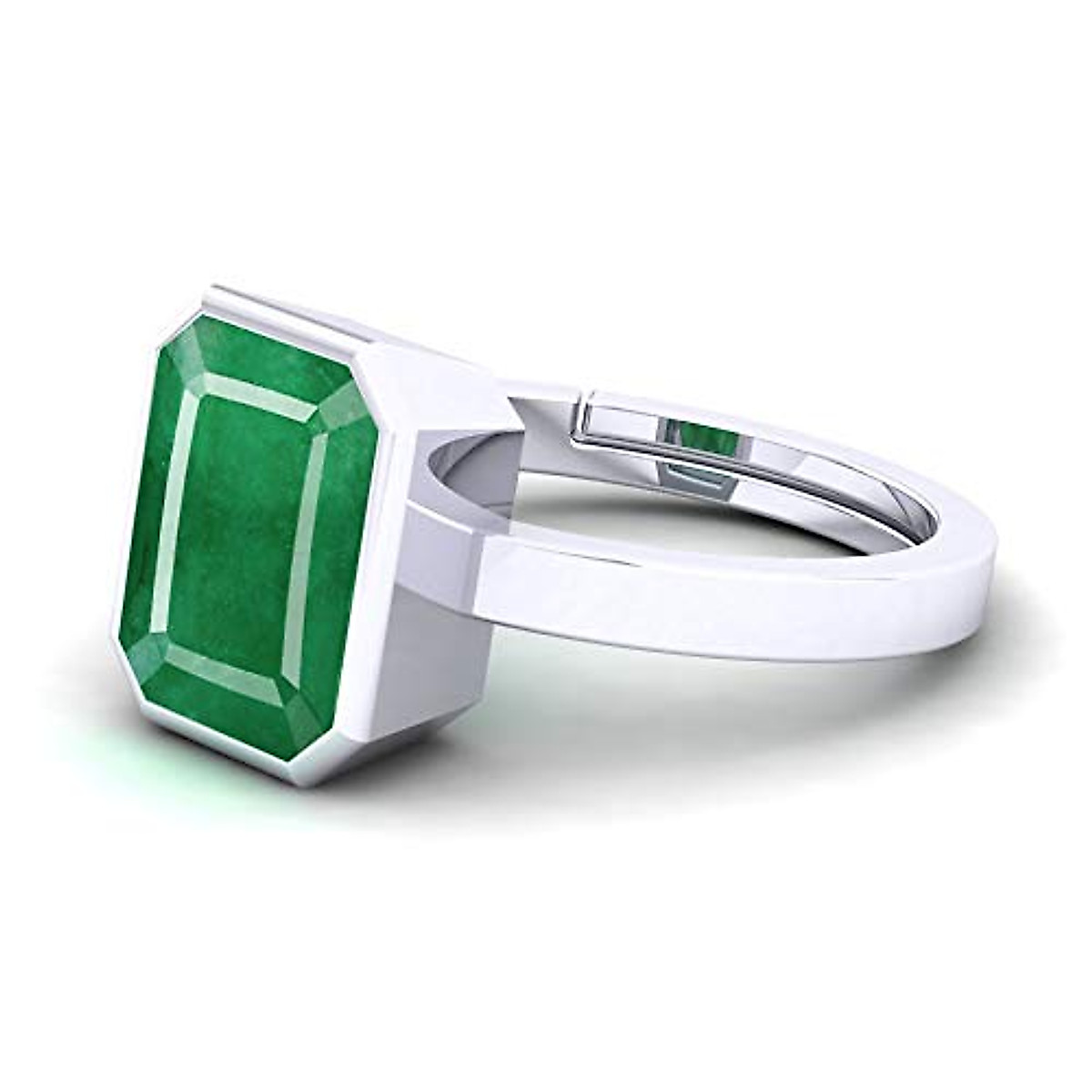 LMDPRAJAPATIS 5.50 Carat Original Emeald Panna 925 Silver Ring/Emeald Square Cut Gemstone ring
